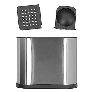 Utensil Holder, Kitchen Utensil Holder with Bottom Holes for Kitchen Counter (H7.1” x W3.8”x L8.7”), Stainless Steel Cooking Utensil Holder, Stylish Countertop Organizer and Kitchen Decor Caddy
