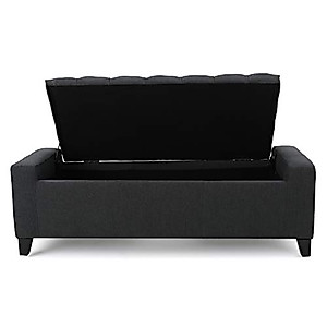 Christopher Knight Home Hikaru Fabric Storage Ottoman, Dark Grey Dimensions: 20.50”D x 51.00”W x 17.00”H