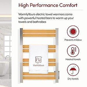 WarmlyYours Radiant Electric Heated Towel Warmer Rack, Hardwired, Integrated On/Off Switch with Light, Stainless Steel, Polished