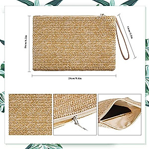 Epakh 12 Pcs Straw Clutch Bag Bohemian Summer Beach Straw Purse Wristlet Straw Handbags for Summer Small Clutch Purses for Women (White)