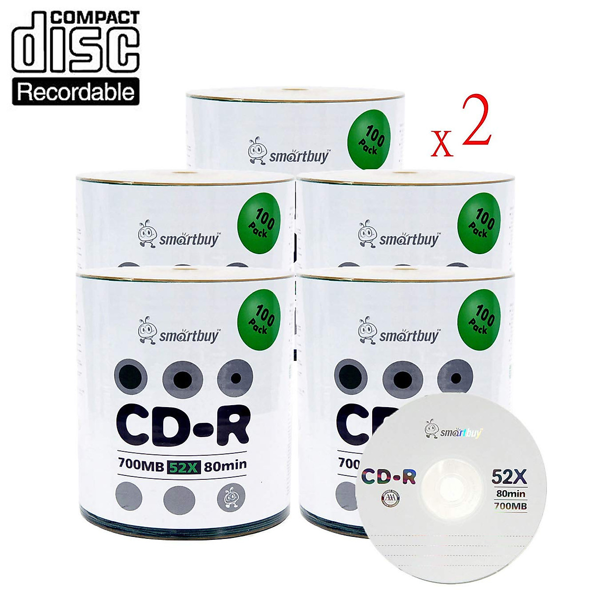 Smart Buy Logo CD-R 1000-Pack 700mb 52x Blank Data Recordable Discs, 1000 Disc, 1000pk