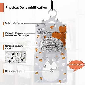 RECYCO 10 Packs 240g Moisture Absorbers Packets Fragrance Free Hanging Dehumidifier Bags for Closet, Basements, Bathroom, Bedroom, Kitchen, Cars, Dormitory, Laundry Rooms