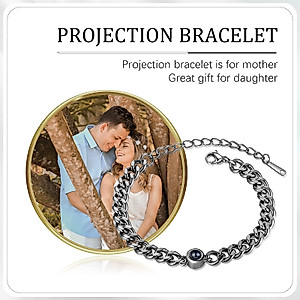 LoraPetid Custom Bracelets with Picture inside Personalized Photo Projection Bracelets for Women Men Anniversary Memorial Gifts for Couples Boyfriends Girlfriend