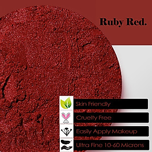 Ceya Mica Powder, 1.8oz/ 50g Ruby Red Lip Gloss Pigment Powder, Cosmetic Grade Soap Making Colorants Candle Dye for Epoxy Resin, Kintsugi Repair, Body Butter, Bath Bomb, Eye Shadow, Resin Craft, Nail