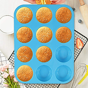 Cozihom 12 Cups Silicone Muffin Pan and 24 Cups Mini Size Silicone Muffin Pan