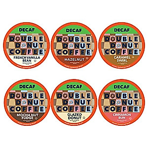 Decaf Flavored Coffee Variety Pack - 6 Traditional Flavors (Caramel Swirl, Hazelnut, Glazed Donut, Mocha Nut Fudge, Vanilla Bean, and Cinnamon Bun) for Keurig K Cups Coffee Makers - 72 Count