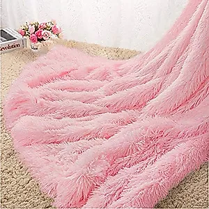 Homore Soft Fluffy Blanket Fuzzy Sherpa Plush Cozy Faux Fur Throw Blankets for Bed Couch Sofa Chair Decorative, 50''x60'' Baby Pink