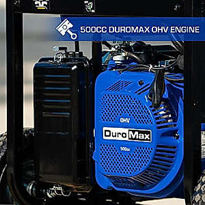 DuroMax XP13000X 13,000-Watt/10,500-Watt 500cc Electric Start Gas Powered Portable Generator w/ CO Alert, Black/Blue