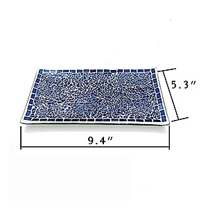 LushAccents Bathroom Accessories Set, 5-Piece Decorative Glass Bathroom Accessories Set, Soap Dispenser, Soap Tray, Vanity Tray, Jar, Toothbrush Holder, Elegant Midnight Blue Mosaic Glass