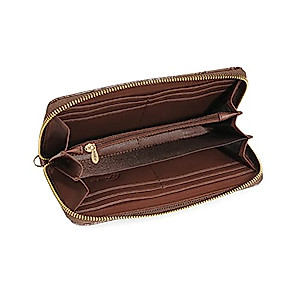 ArtsEye Rose Collection Genuine Leather Zip Wallet Clutch (Grey)