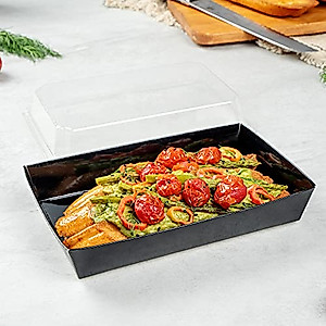 Restaurantware Matsuri Vision Rectangle Black Paper Medium Sushi Tray - 8" x 5" x 1 1/2" - 100 count box