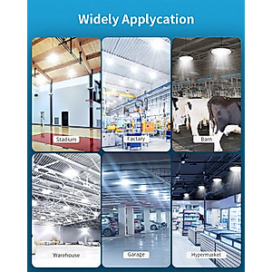 papsbox 4 Pack 500W UFO high Bay Lights,50000LM 6500K Super Bright Daylight White highbay led Light Fixture,110V Area lamp IP65 for Shop Garage Warehouse Workshop Gym Factory Commercial Lighting