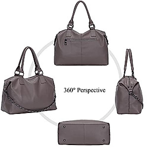 CHERISH KISS Womens Soft Leather Handbags Tote Bag Shoulder Bags Top Handle Satchel Ladies Crossbody Purse(K37 Coffee-1)