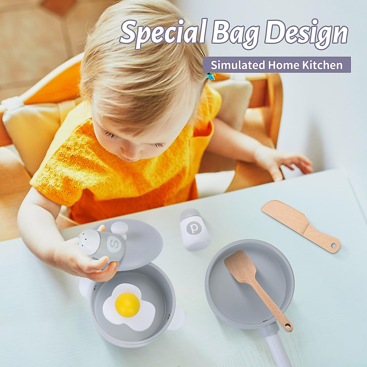 Wooden Kitchen Sets for Kids Montessori Kitchen Play Food Sets for 3 4 5+ Years Old Kitchen Tableware Wodden Set for Toddlers Play Food Sets for Kids Boys Girls Gifts