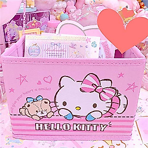Kerr's Choice Collapsible Storage Bin Kitty Foldable Baskets | Kawaii Office Desk Organizer Room Decoration Cute Room Decor Cute Functional Container