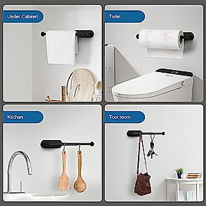 Baisyne Steel Retractable Paper Towel Holder for Kitchen Under Cabinet, Toilet (Black)