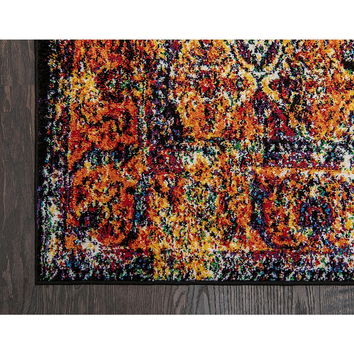 Unique Loom Rosso Collection Vintage, Traditional, Bohemian, Geometric, Border, Distressed, Southwestern Area Rug, 8 ft x 10 ft, Orange/Black