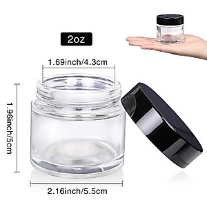 3 Pack Clear Small Glass Cosmetic Jars with Lids - 60 ml Empty Glass Makeup Containers for Sample, Cream, Lotion, Powder (2 OZ)