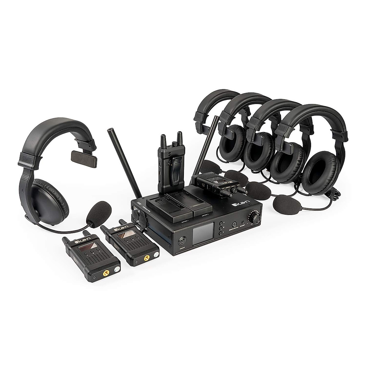 Ikan Livecom 1000ft Full Duplex Wireless Intercom 5 Person System Includes 1x Base Station 4X Beltpacks 5X Headset