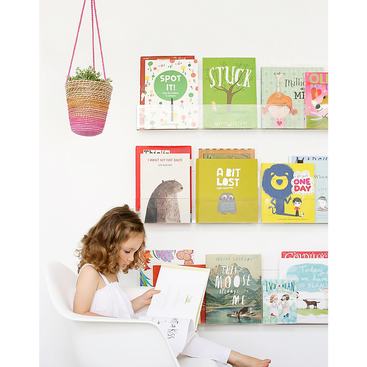 Ubabub Booksee Clear Acrylic Wall Mount Bookshelf, Set of 2