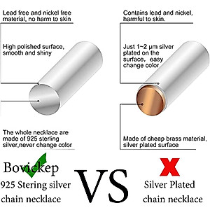 Bovickep 925 Sterling Silver Chain For Women, 18K Yellow/Rose/White Gold Plated 1mm Dainty Thin Necklaces, Fashion Chain Necklace for Every Day use. 16/18/20/22/24 inches