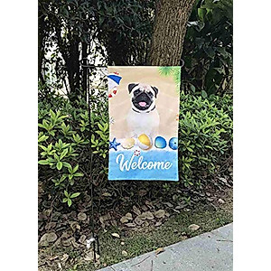 BAGEYOU Happy St.Patrick's Day Shamrock Garden Flag with My Love Dog Chihuahua Rainbow Gold Green Hat Decor Yard Banner 12.5X18 Inch Print Both Sides