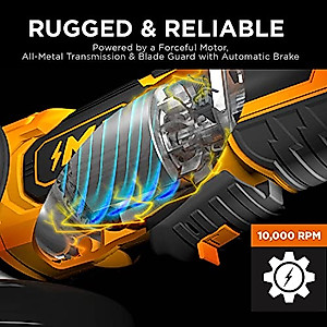 MOTORHEAD 20V ULTRA 4-1/2 inch Cordless Angle Grinder, Lithium-Ion, 10000RPM, 3 Position Handle, Paddle Switch, 2Ah Battery, Quick Charger, Bag, (3) Cutting, Grinding & Polishing Wheels, USA-Based