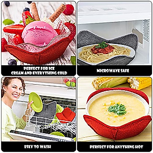 4 Pieces 2 Sizes Bowl Holders Sponge and Microfiber Small Bowls Holder Large Bowl Potholders for Microwave Heat Insulated Plate Bowl Food Warmer for Home Kitchen and Hot Bowl Holder
