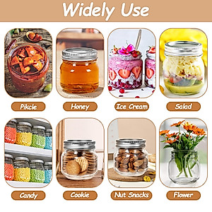 Sublaga Small Mason Jars 8 Pack 8oz/250ml with Regular Lids, Glass Canning Jars With Labels, Mini Glass Jars for Jam Jelly Spice Honey Herbs, Wedding Shower Favors Food Storage Candle Jars