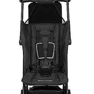 The Clutch Stroller by Delta Children - Lightweight Compact Folding Stroller - Fits Airplane Overhead Storage - Black