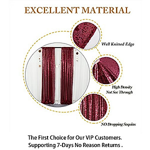 Sequin Curtains 2 Panels Burgundy 2FTx8FT Sequin Photo Backdrop Burgundy Sequin Backdrop Curtain Pack of 2-190222E