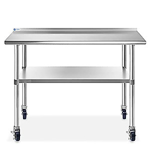 GRIDMANN Stainless Steel Table 72 in. x 30 in., NSF Commercial Kitchen Prep & Work Table w/ Backsplash and Wheels