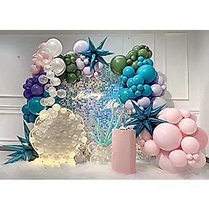 Kate Square Rainbow Blue Sequin Wall Panels Wedding Decoration Wall Shimmer Birthday Party (Pack of 12)