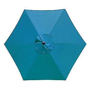 Sunnyglade 7.5Ft 6 Ribs Umbrella Canopy Replacement Patio Top Cover For Market Umbrella (Teal Blue)