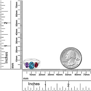 Gem Stone King 10K White Gold Customized and Personalized Gemstone Birthstone and Diamond 3-Stone Engagement Ring | 3 Stone Wedding Engagement Anniversary Promise Ring For Women (Size 8)