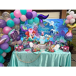 Dost Mermaid Themed Backdrop Under The Sea Little Mermaid Backdrop Mermaid Princess Girls Birthday Party Decoration Ariel Mermaid Photo Backdrop(7x5FT), Dost-cy257-7x5FT