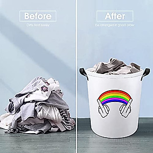 Fuck Gay Pride LGBT Rainbow Large Laundry Basket Hamper Bag Washing with Handles for College Dorm Portable