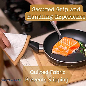 WHITEWRAP Pot Holders|2-Pack | Heat Resistant Kitchen Microwave Gloves for Baking Cooking Grilling, Good fit, Soft Cotton Filling, Non-Slip Surface, Chef and Restaurant (8"x8", Off White/Brown)