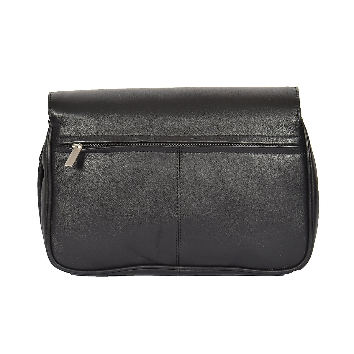 Black Leather Shoulder Bag Womens Classic Flap Over Messenger Casual Handbag Ada