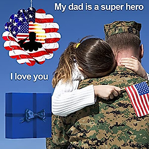 Metal Wind Spinners - 3D Patriotic Wind Spinner for Yard and Garden Kinetic Wind Sculpture American Flag Spinner Hanging Decor 12in Wind Catchers & Spinners Outdoor Art Ornaments Gifts