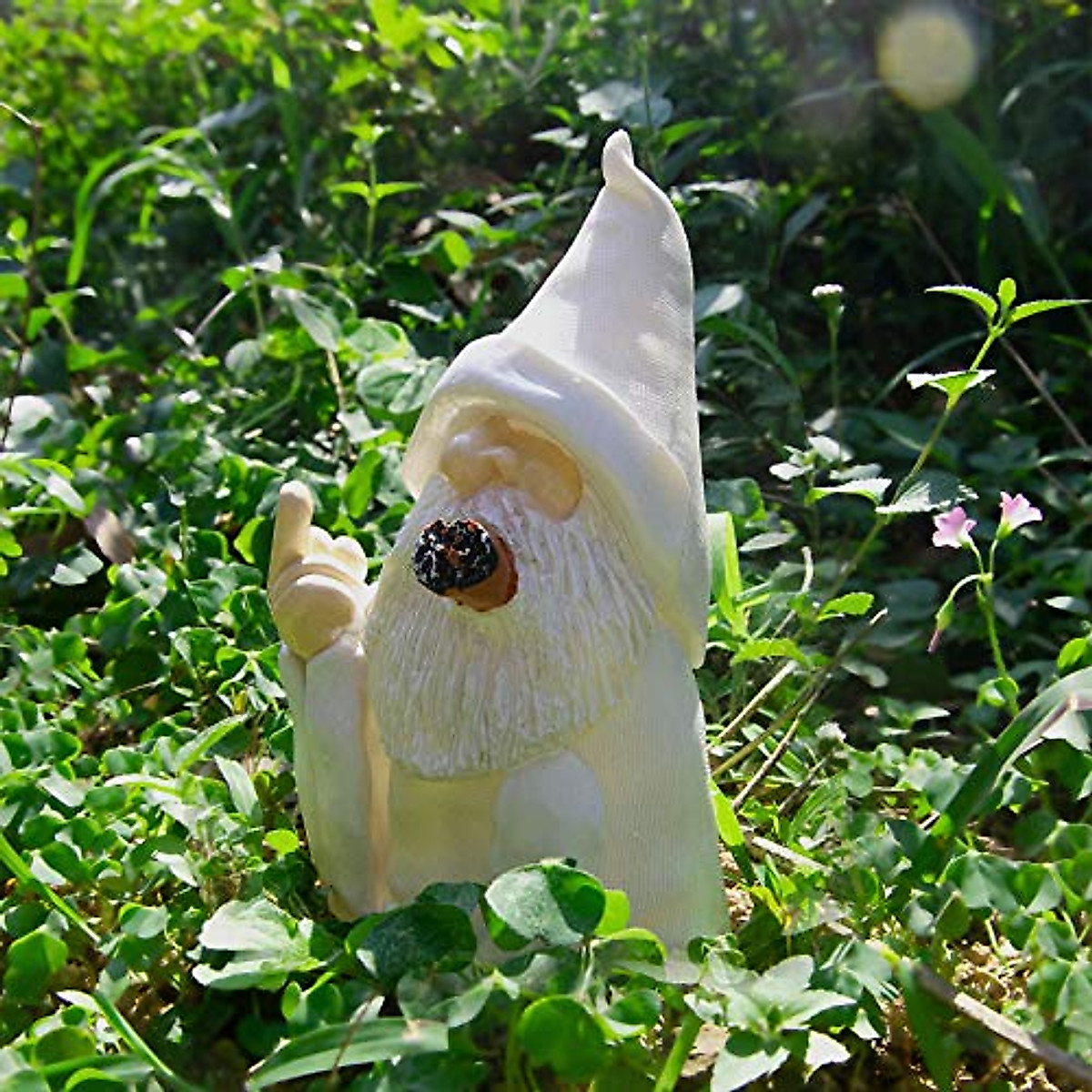 Funny Naughty Gnomes ,Christmas Decorations,Middle Finger Smoking Wizard Gnome Paint Your Own 6.29 in Garden Lawn Gnome Yard Gnomes Figurine for Garden Decorations