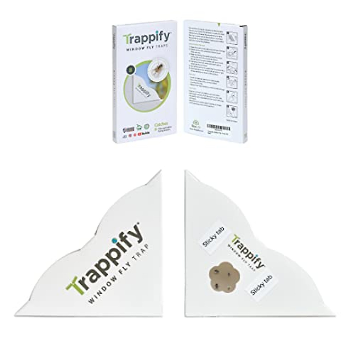 Trappify Window Fly Traps: House Window Fruit Fly Traps for Indoors, Gnat, & Other Flying Insect, Disposable Indoor Fly Trap with Extra Sticky Adhesive Strips - Inside Home Housefly & Bug Catchers (8)