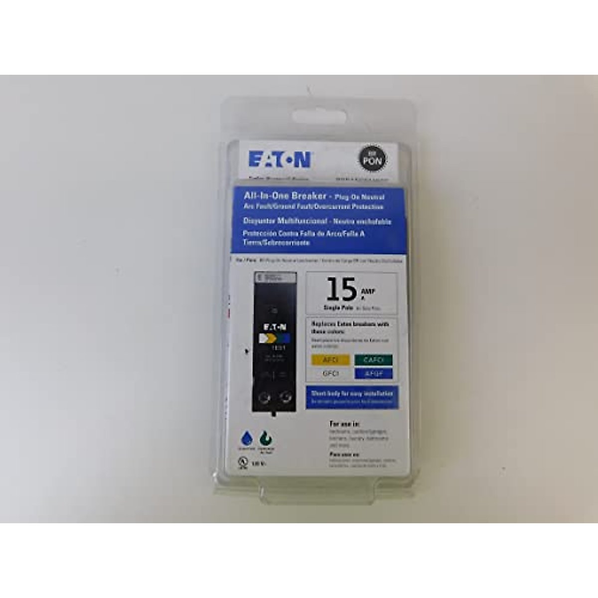 BR 15 Amp 1-Pole Dual Function (Arc Fault/Ground Fault) Plug-On Neutral Circuit Breaker