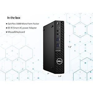 DELL 2022 Newest Optiplex 3080 Micro Form Factor Business Desktop, Intel Core i5-10500T, 32GB RAM, 1TB PCIe SSD, Wi-Fi 6, Bluetooth, Wired Mouse&Keyboard, Windows 11 Pro, Black