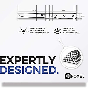 FOXEL Steak Knives Knife Set of 4, 8, or 12 - Non Serrated Straight Edge Blade w/Weighted Full Tang Sandal Wood Handle - Japanese VG10 Stainless Steel Steak Knife Gift Box - Hand Wash Only