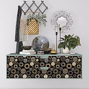 ReWallpaper Art Deco Night Black and Gold Peel and Stick Wallpaper for Bathroom 17in X 20ft Modern Wall Paper Peel and Stick Vinyl Black and Gold Contact Paper Waterproof Wrap for Cabinets Walls