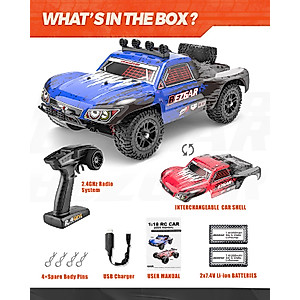 BEZGAR HS181 Hobby Grade 1:18 Scale Remote Control Trucks-4WD Top Speed 35 Km/h All Terrains Off Road Short Course Rc Truck,Waterproof RC Car with 2 Rechargeable Batteries for Kids and Adults