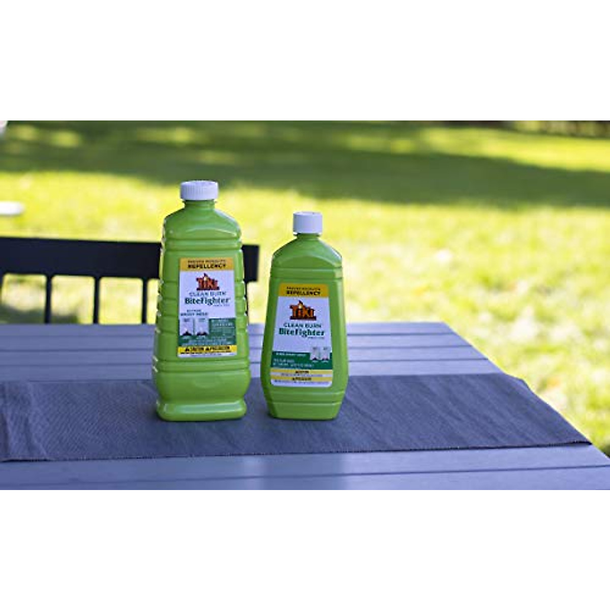 TIKI Brand 1218011 Clean Burn BiteFighter 64 Fl Ounce Torch Fuel, Clear & Brand 1216155 BiteFighter Mosquito Repellent Outdoors, 100 oz Torch Fuel, 100, Black