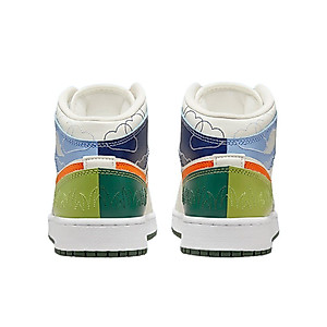 Jordan Boy's Air 1 Mid SE (Big Kid) Sail/Safety Orange/Psychic Blue 7 Big Kid M