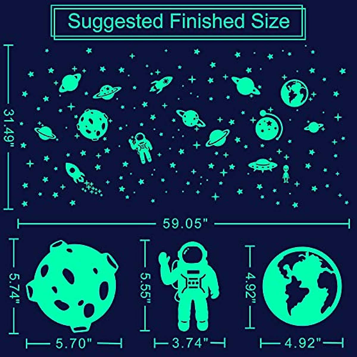 260 PCS Glow in The Dark Stars, Glowing Stars for Ceiling, Star Wall Decals Solar System Space Galaxy Planets Wall Stickers for Kids, Girls Boys Room Decorations for Bedroom